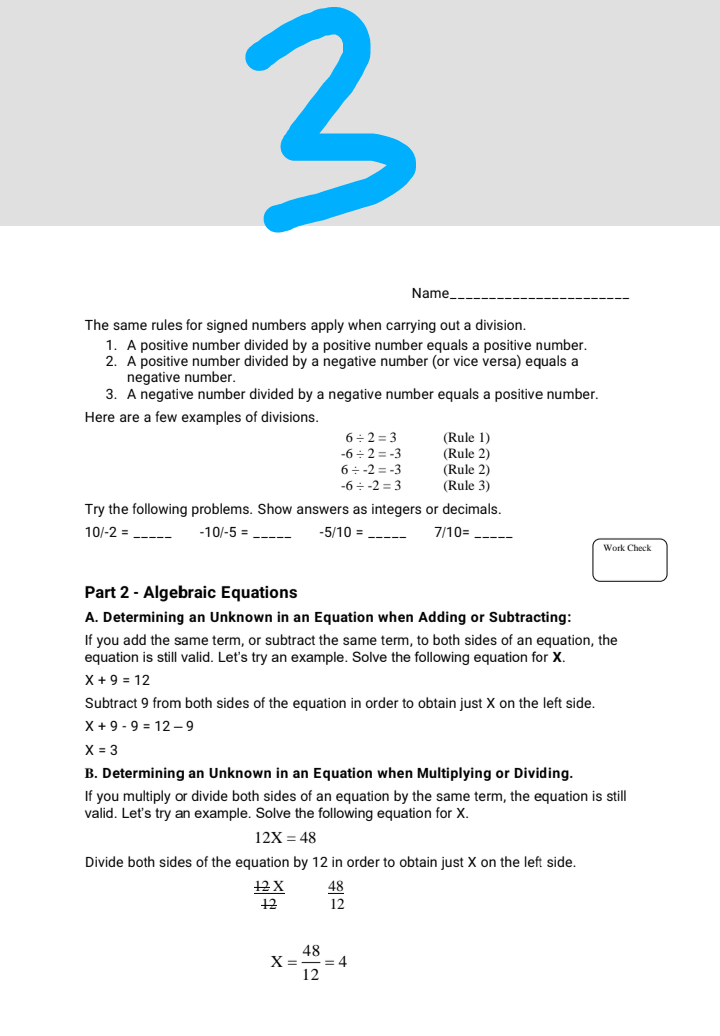 Solved 3 Name The Same Rules For Signed Numbers Apply When Chegg