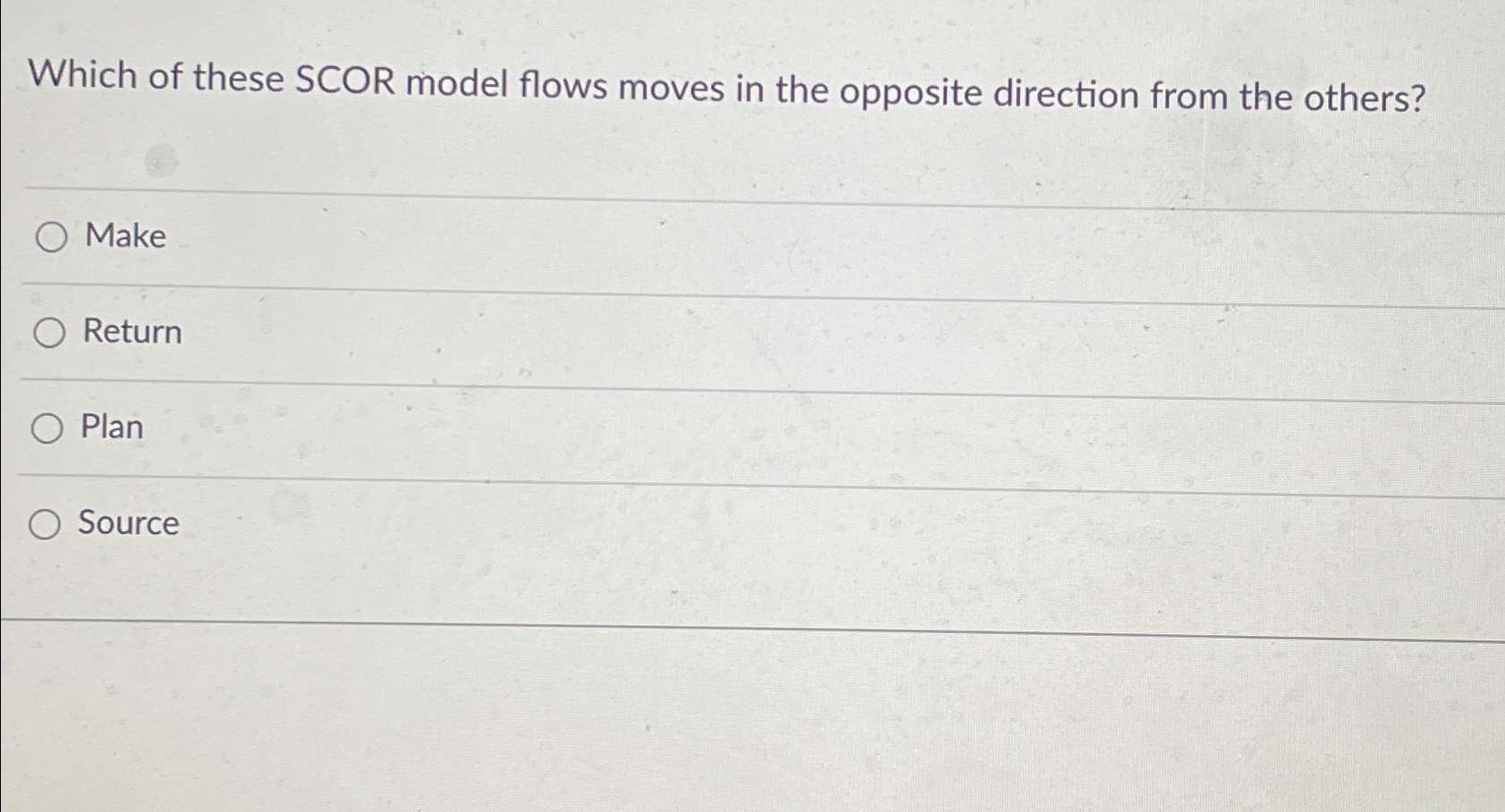 Solved Which of these SCOR model flows moves in the opposite | Chegg.com