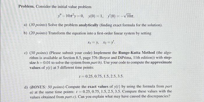 Solved Problem. Consider the initial value problem y"- | Chegg.com