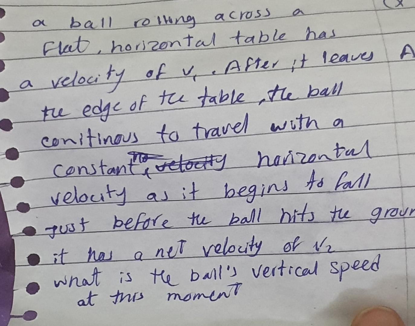 Solved a ball rolling across a Flat, horizontal table has a | Chegg.com