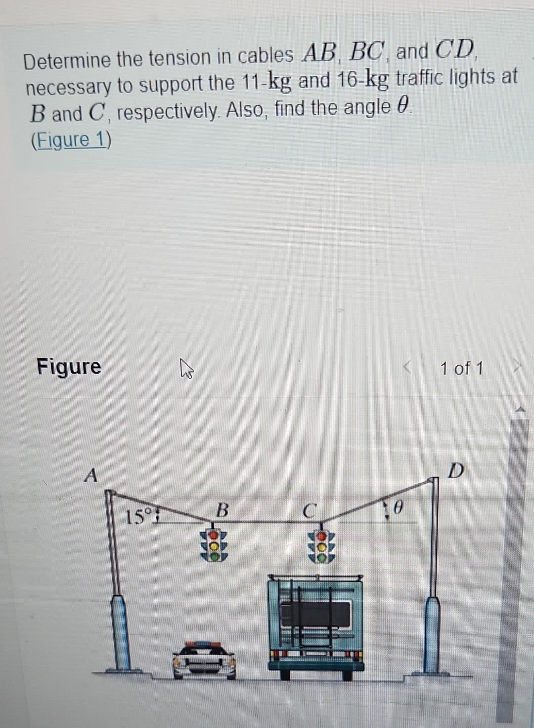 Solved Determine the tension in cables AB,BC, and CD, | Chegg.com