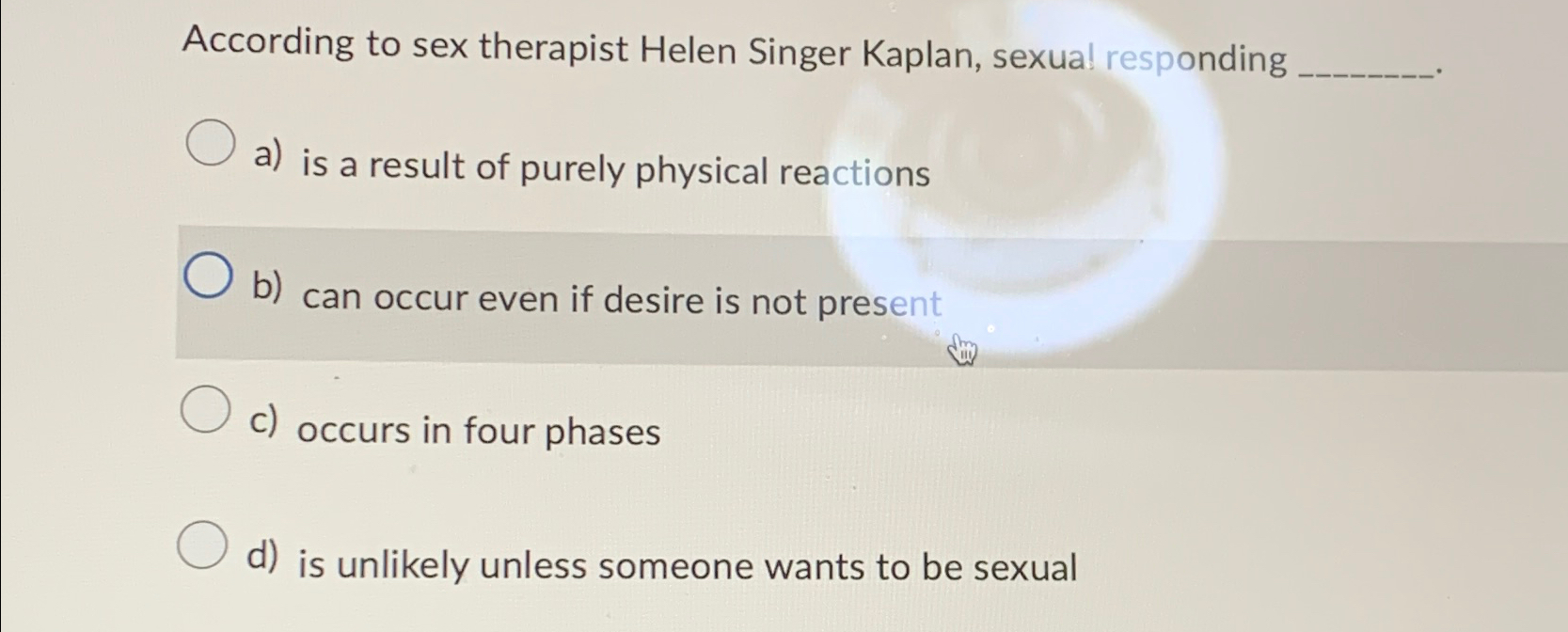 Solved According to sex therapist Helen Singer Kaplan, | Chegg.com