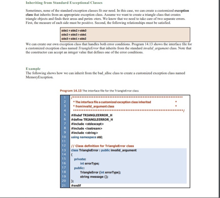 Solved Inheriting from Standard Exceptional Classes | Chegg.com