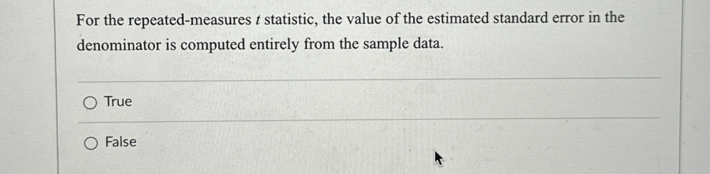 Solved For the repeated-measures t ﻿statistic, the value of | Chegg.com