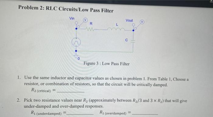 Solved Pre-Lab 4-Second Order Circuits (RLC Circuits) | Chegg.com