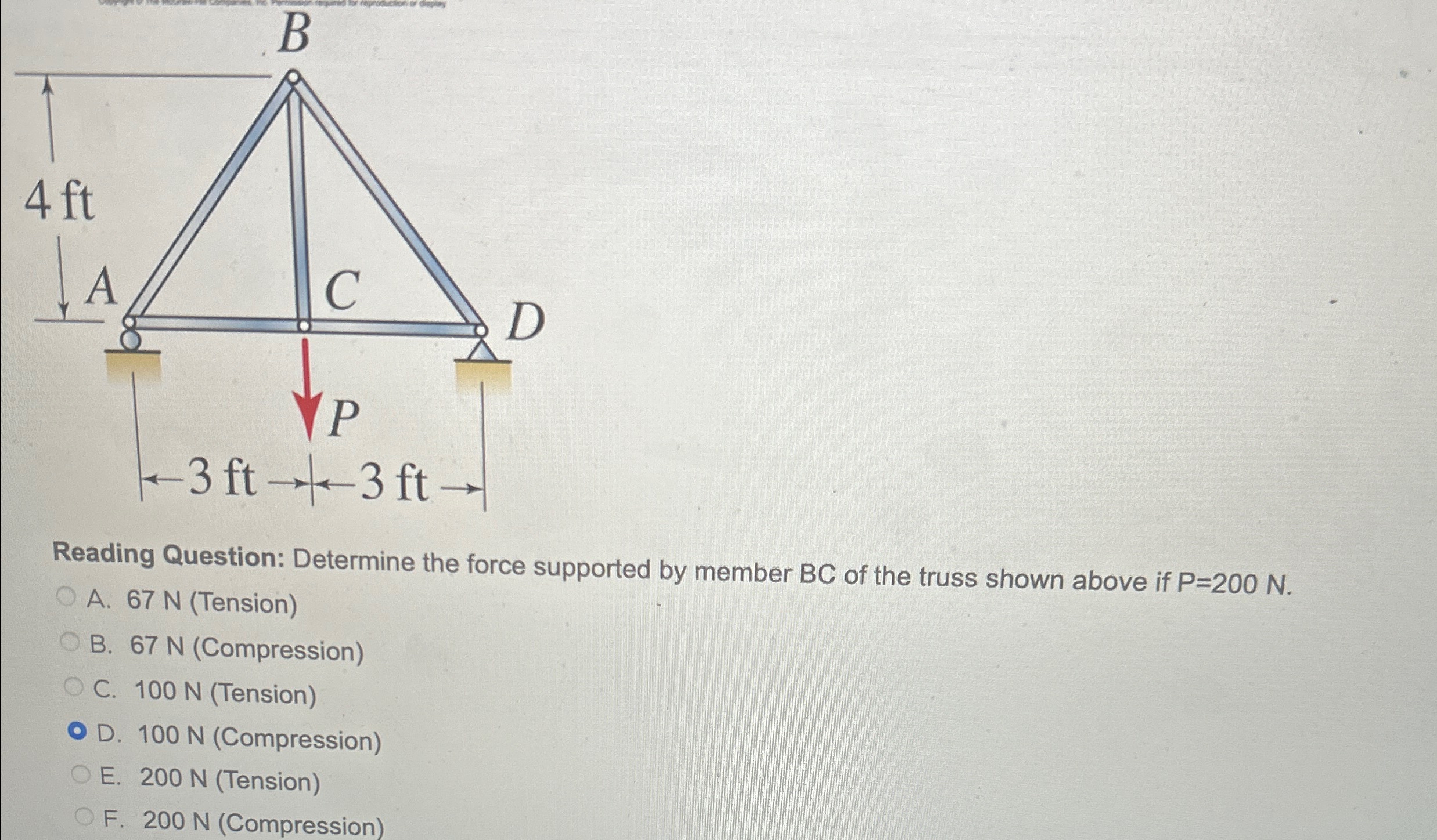 Solved Reading Question: Determine the force supported by | Chegg.com