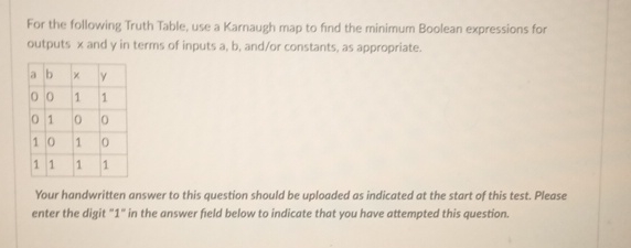 Solved For the following Truth Table, use a Karnaugh map to | Chegg.com