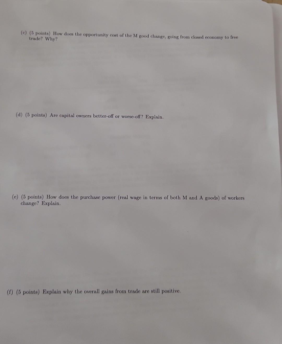 Solved 2. (30 points) Specific-factors Model Suppose that | Chegg.com