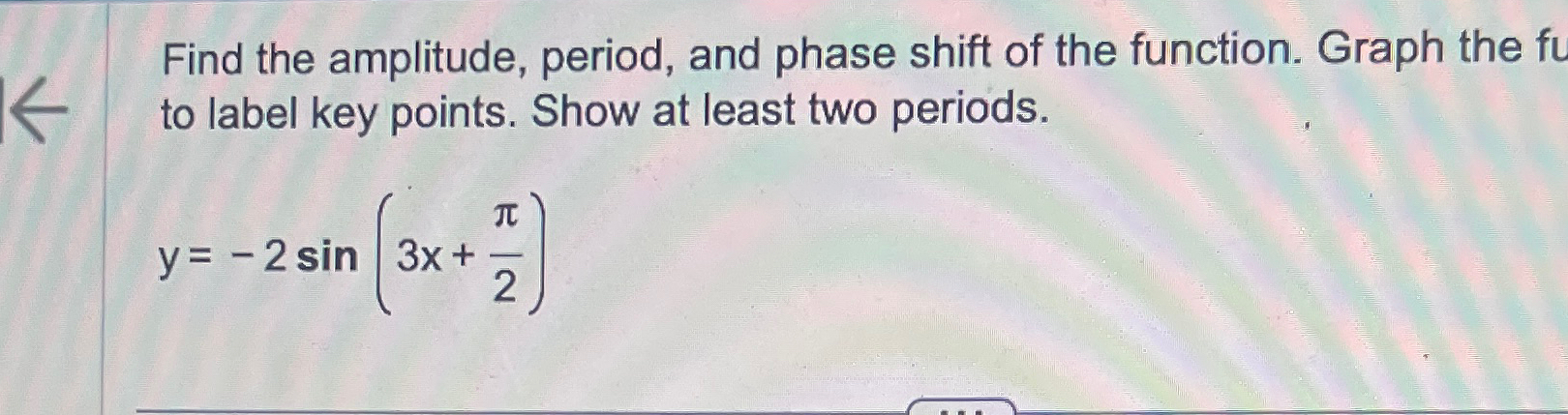 Find the amplitude, period, and phase shift of the | Chegg.com