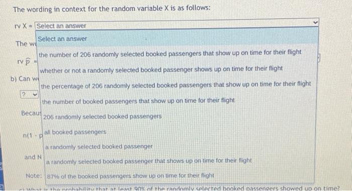 Solved The wording in context for the random variable X is | Chegg.com