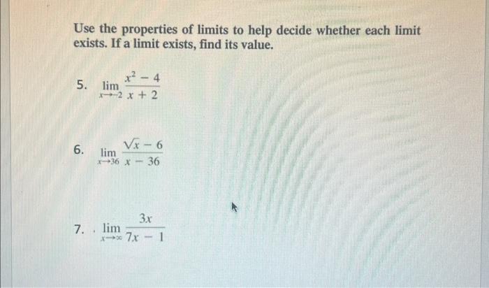 Solved Use the properties of limits to help decide whether | Chegg.com