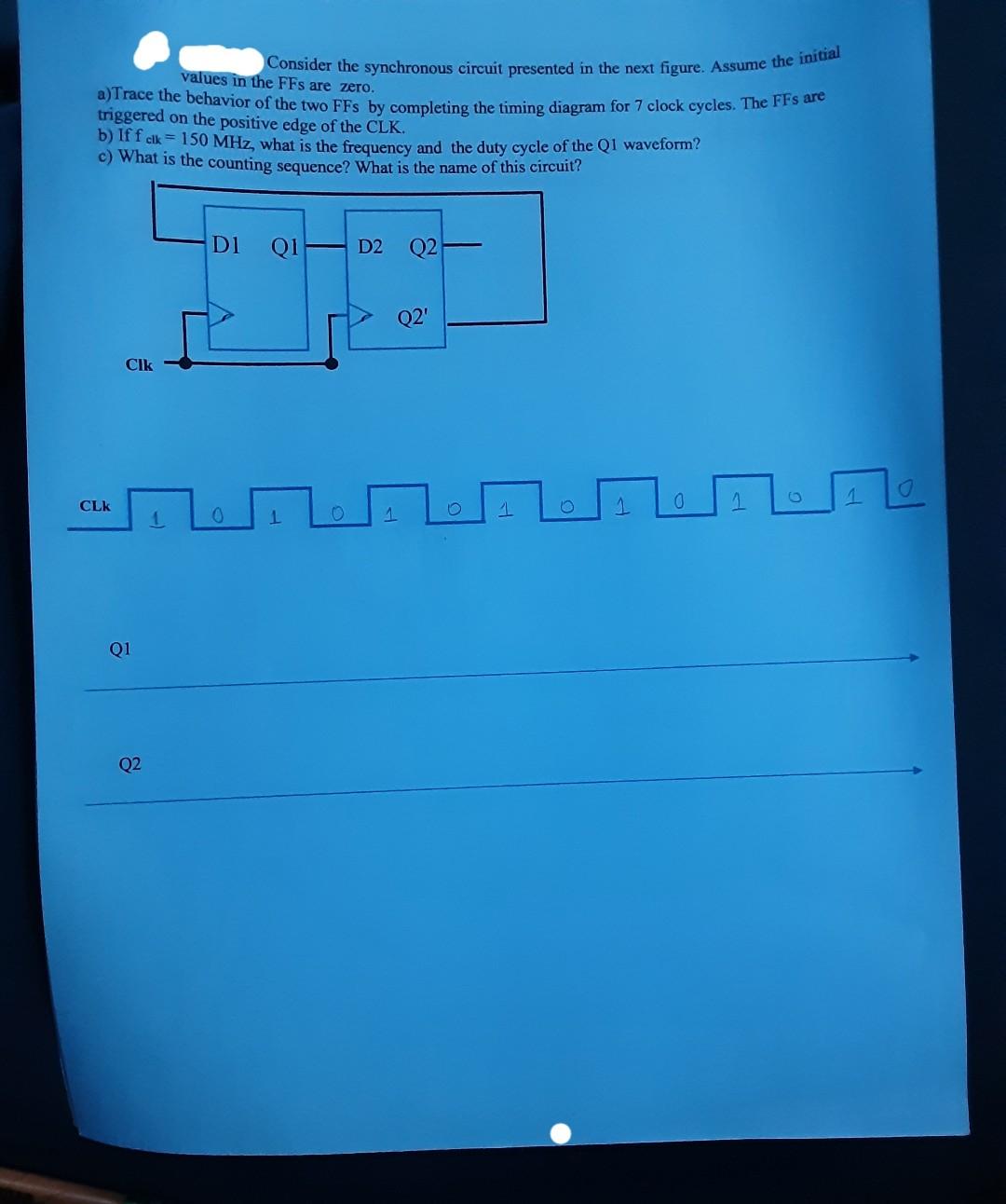 Solved values in the FFs are zero. Consider the synchronous | Chegg.com