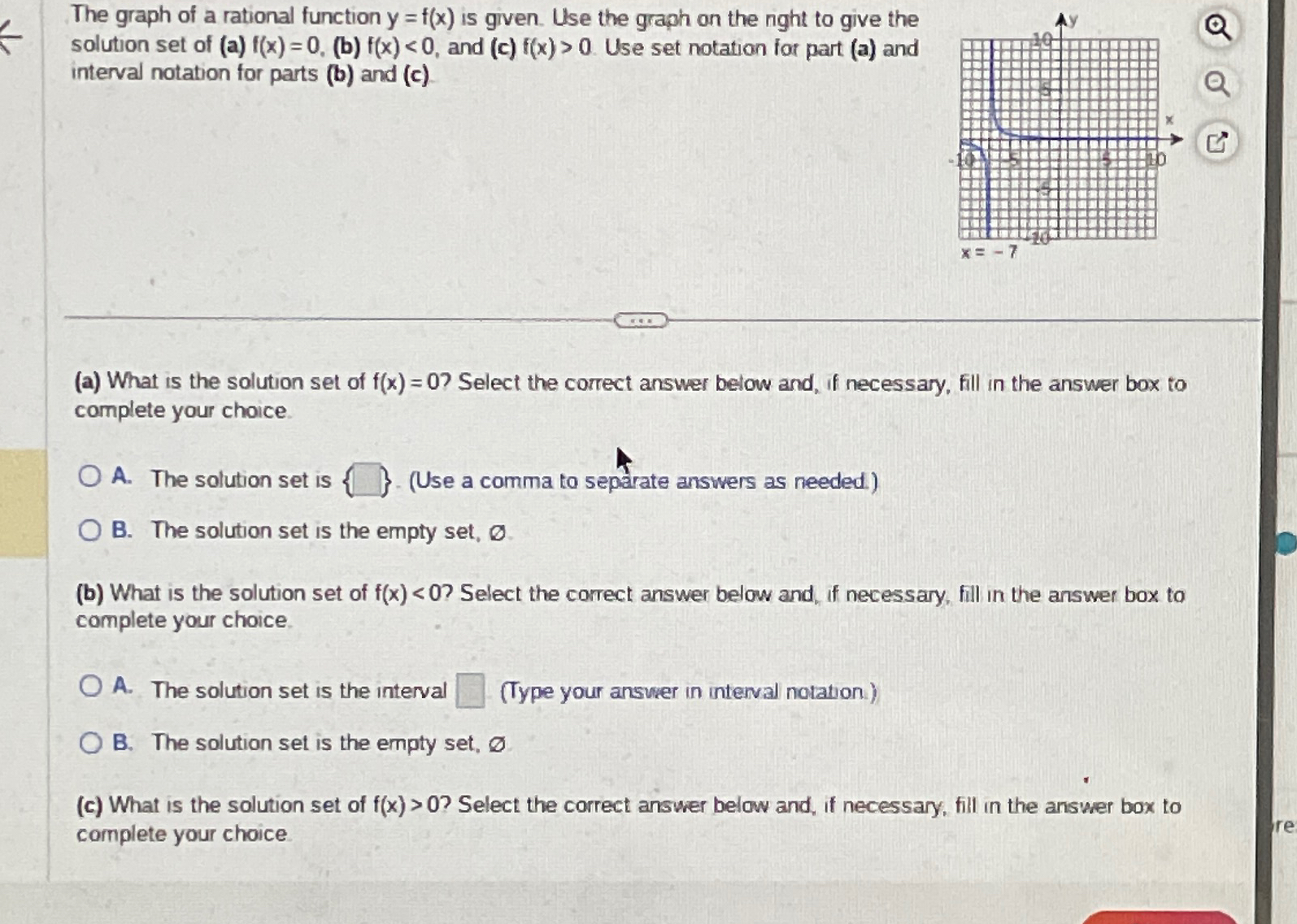 Solved The graph of a rational function y=f(x) ﻿is given. | Chegg.com