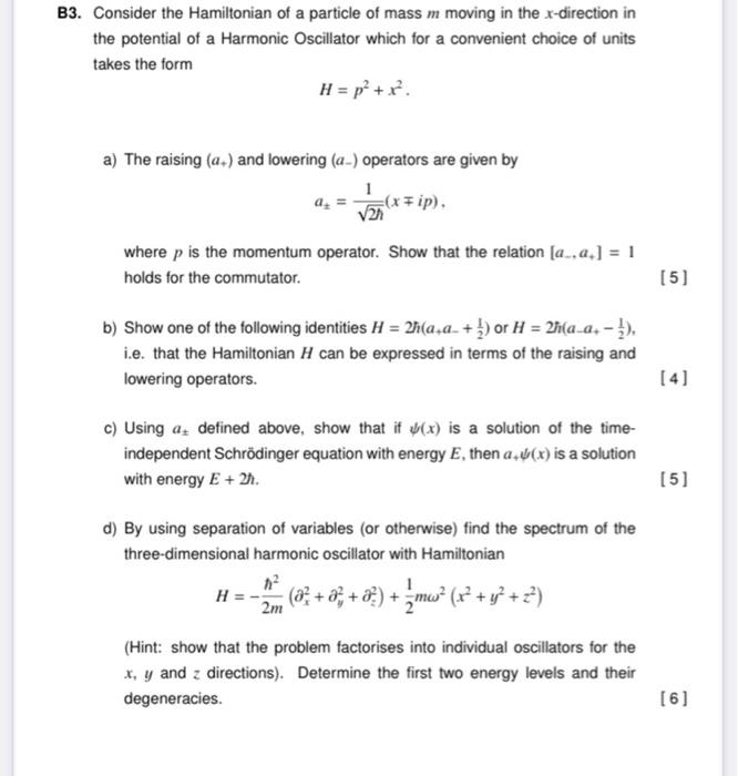 Solved 33. Consider the Hamiltonian of a particle of mass m | Chegg.com