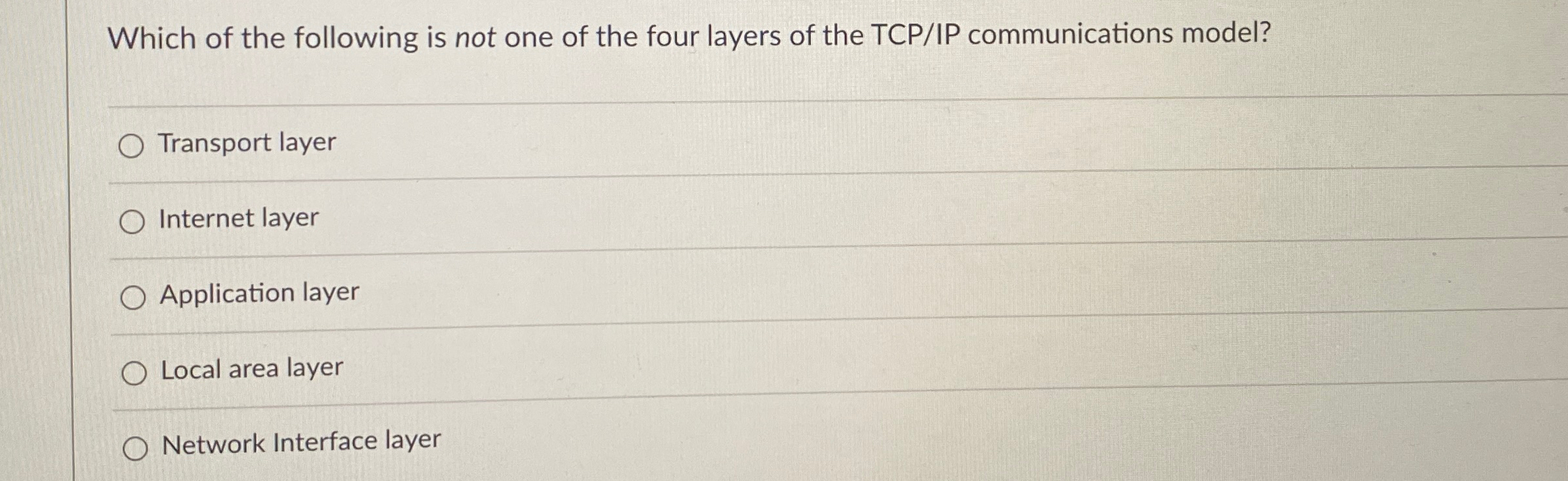 Solved Which of the following is not one of the four layers | Chegg.com