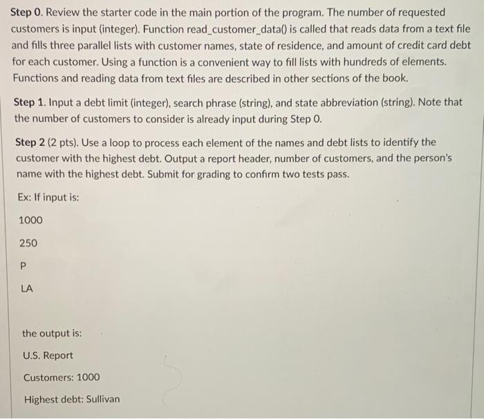 Solved Step 0. Review the starter code in the main portion | Chegg.com
