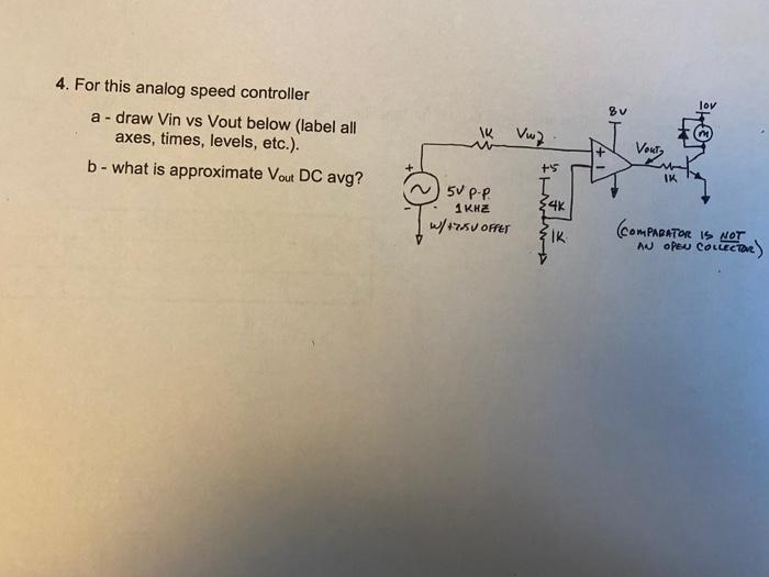 Solved Bv 4. For this analog speed controller a - draw Vin | Chegg.com