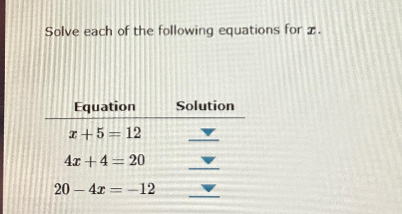 Solved Solve each of the following equations for | Chegg.com