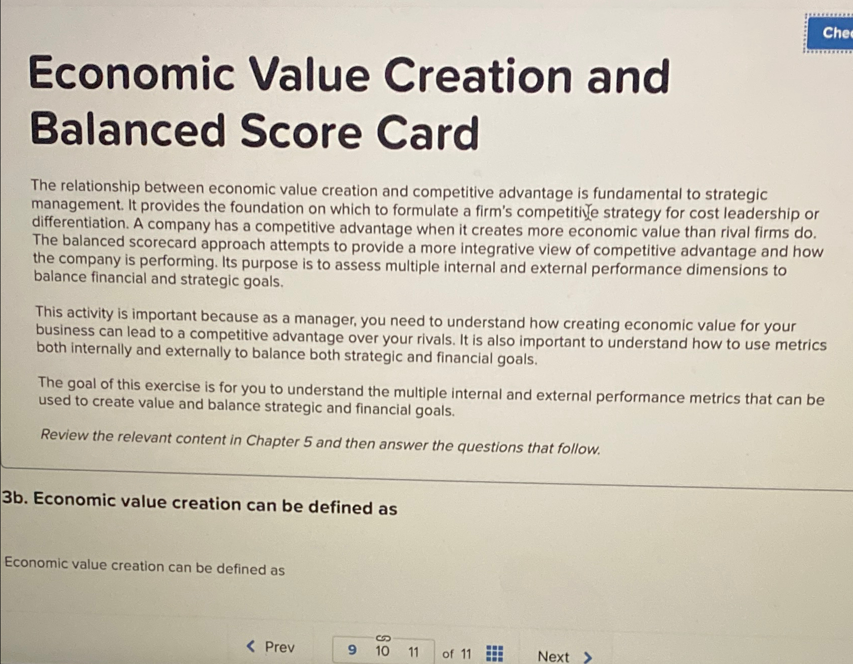 Solved Economic Value Creation and Balanced Score CardThe | Chegg.com