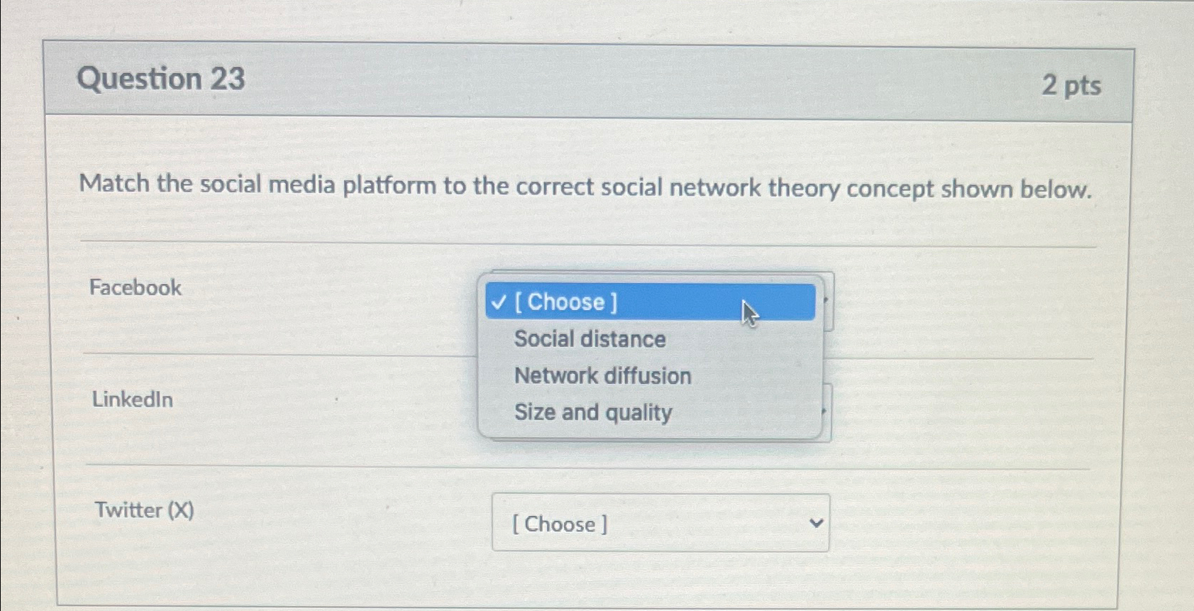 Solved Question 232 ﻿ptsMatch the social media platform to | Chegg.com
