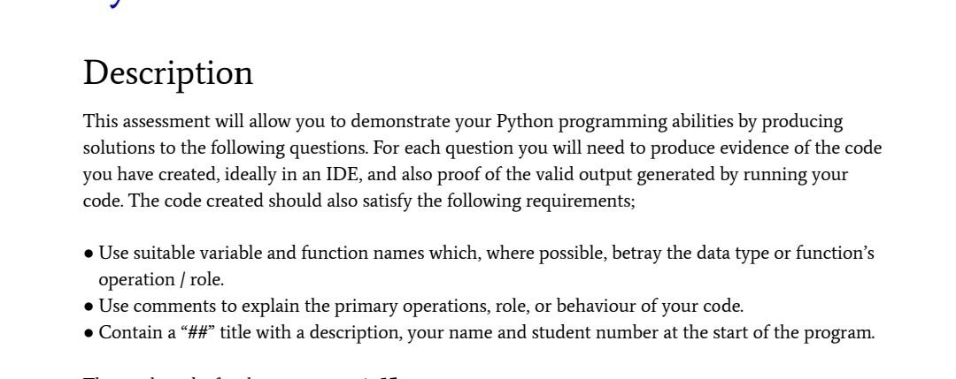 Solved Description This assessment will allow you to | Chegg.com