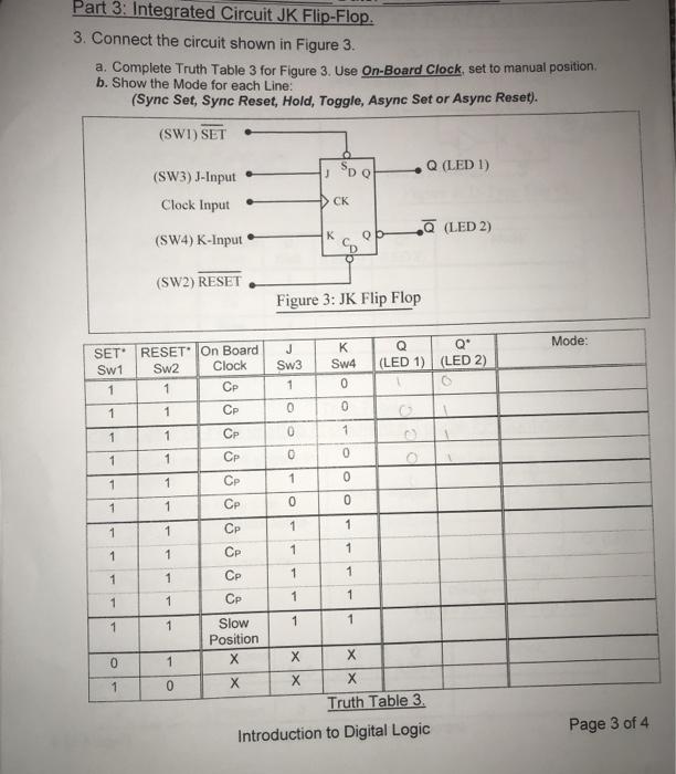 Solved Part 3: Integrated Circuit JK Flip-Flop. 3. Connect | Chegg.com