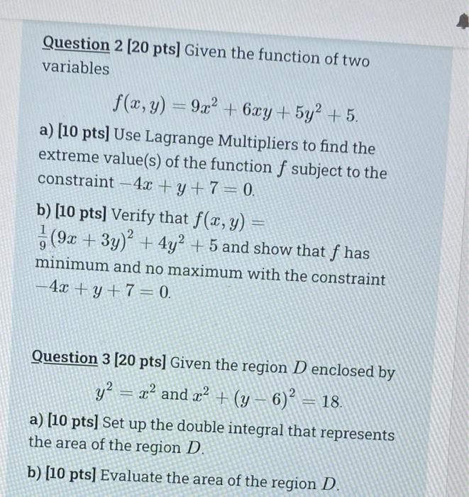 Solved f(x,y)=3x3−36x2+9xy2−36y2+1 a) [10 pts] Find and | Chegg.com