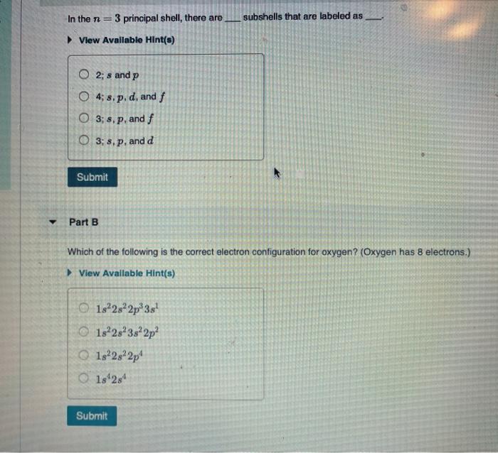 Solved In the n=3 principal shell, there are subshells that | Chegg.com