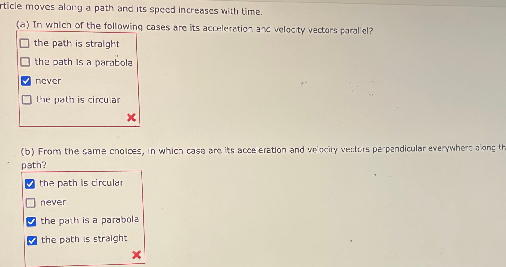 Solved ticle moves along a path and its speed increases with | Chegg.com