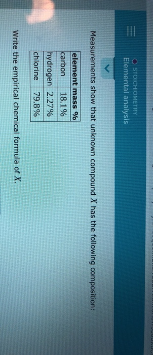 Solved O STOICHIOMETRY Elemental analysis Measurements show | Chegg.com