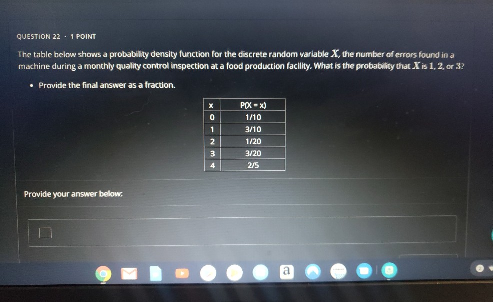 Solved QUESTION 22.1 POINT The table below shows a | Chegg.com