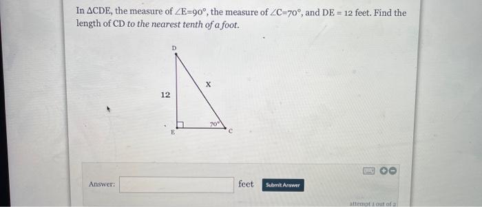 Solved In ACDE, the measure of ZE=90°, the measure of | Chegg.com