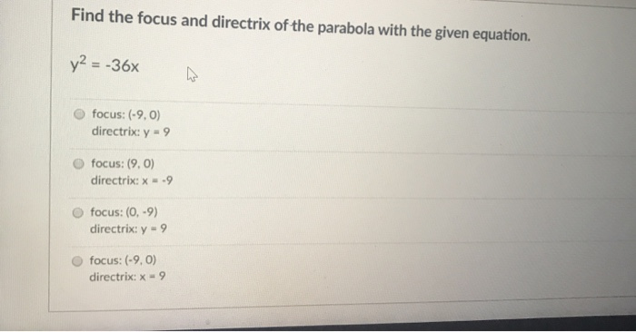 Solved Find the focus and directrix of the parabola with the | Chegg.com