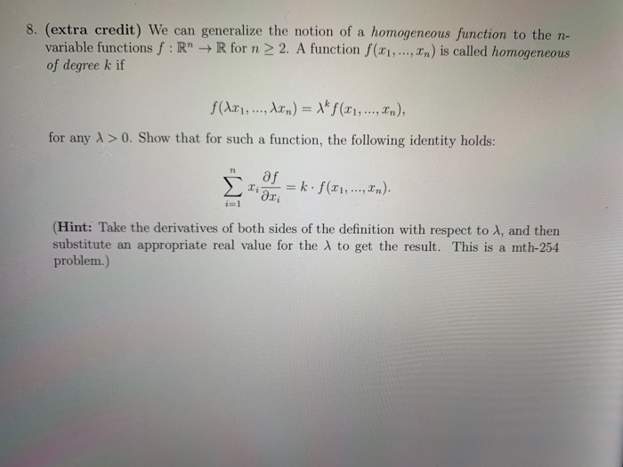 Solved 8. (extra credit) We can generalize the notion of a | Chegg.com