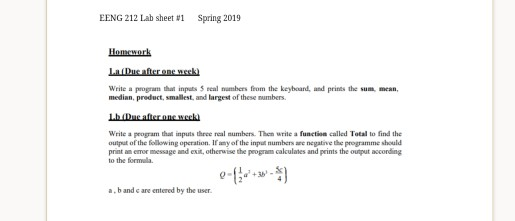 Solved EENG 212 Lab sheet #1 Spring 2019 Homework L(Due | Chegg.com