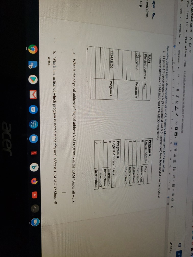 Solved UB Module Exam4 View Insert Format Tools Add-ons Help | Chegg.com