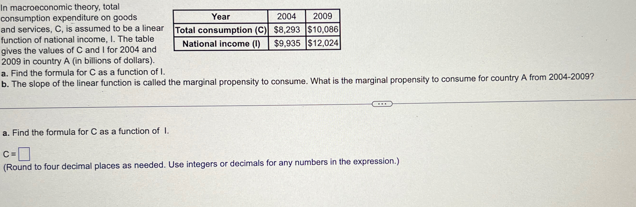 Solved In macroeconomic theory, total consumption | Chegg.com