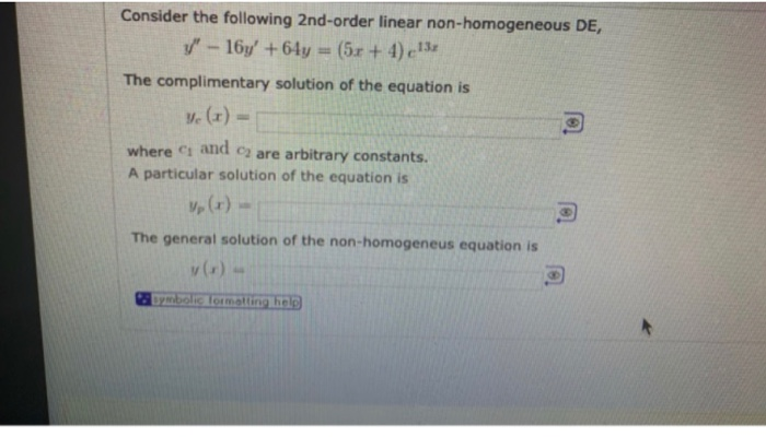 Solved Consider the following 2nd-order linear | Chegg.com