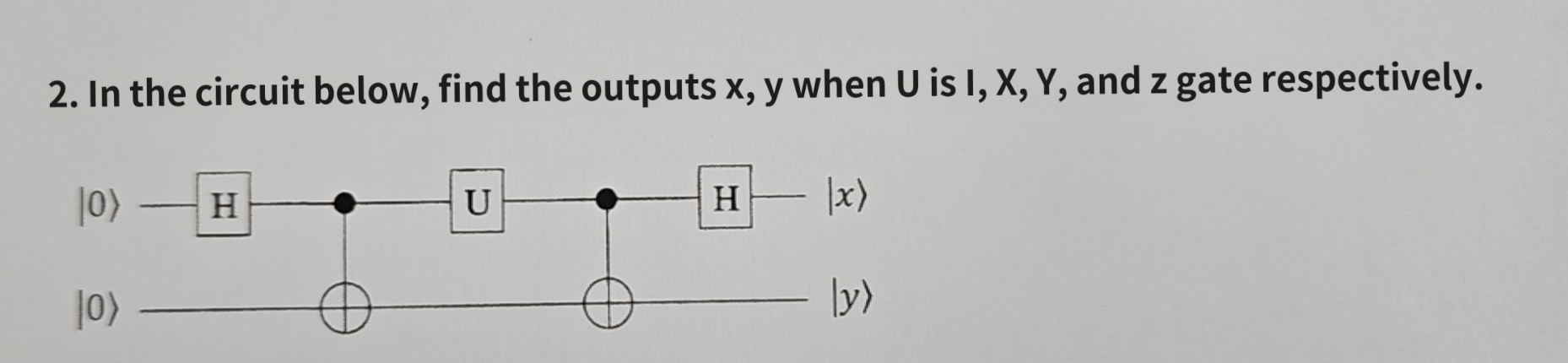 Solved In the circuit below, find the outputs x,y ﻿when U | Chegg.com