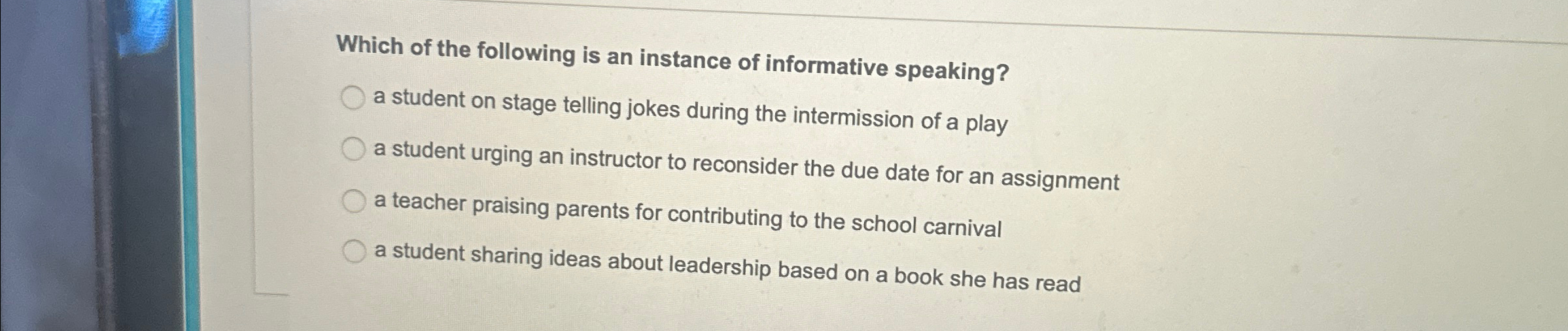 Solved Which of the following is an instance of informative | Chegg.com