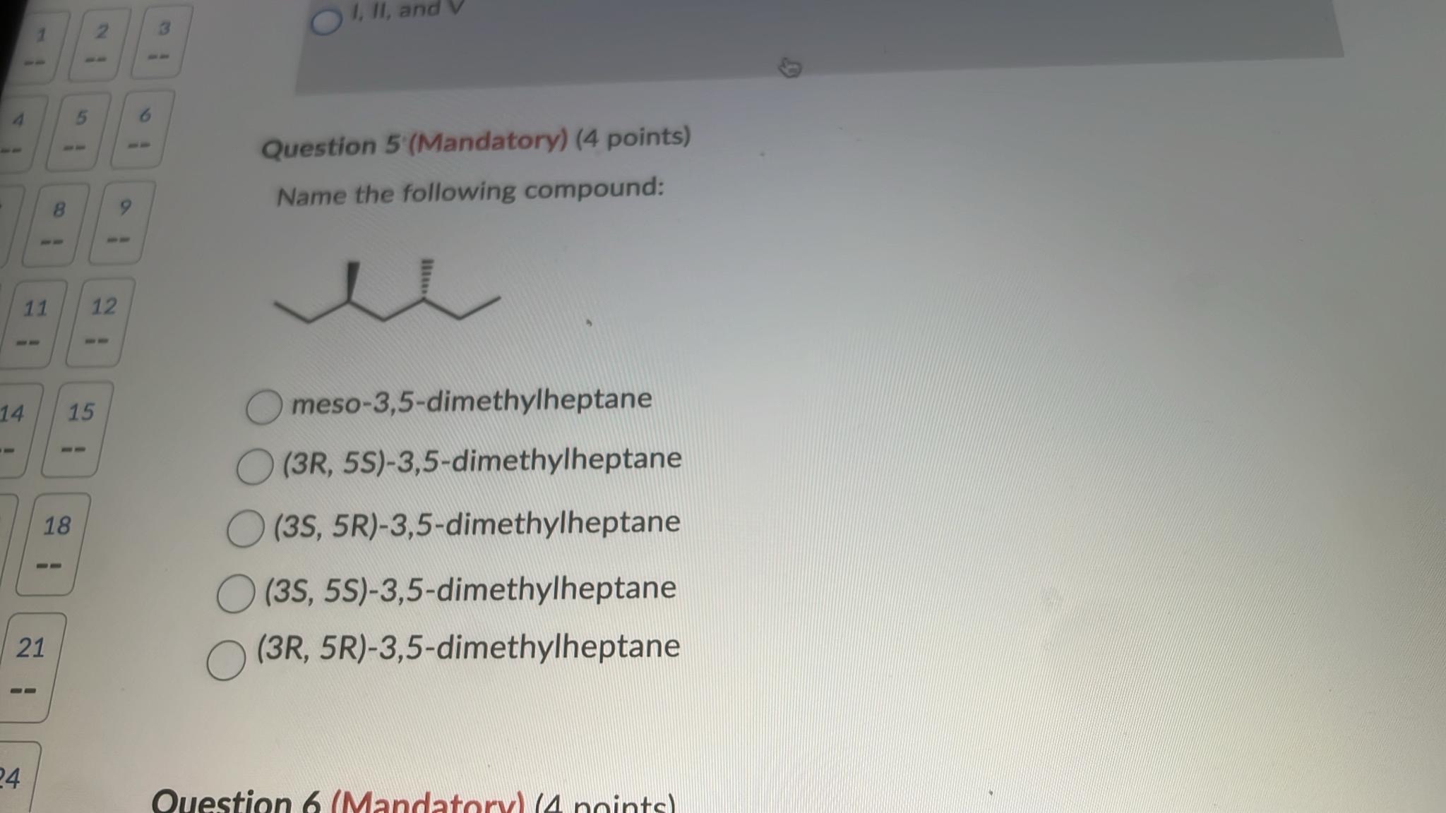 Solved I, II, ﻿and VQuestion 5 (Mandatory) (4 ﻿points)8Name | Chegg.com