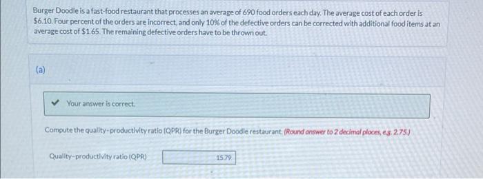 Solved Burger Doodle is a fast-food restaurant that | Chegg.com