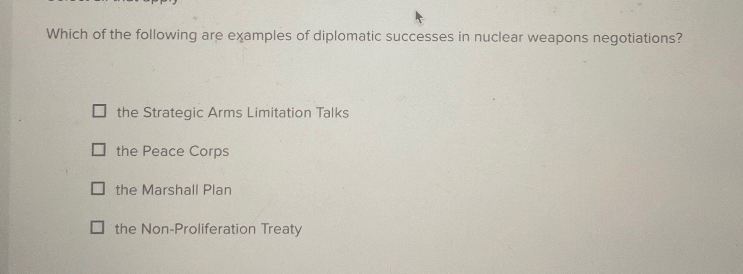 Solved Which of the following are examples of diplomatic | Chegg.com