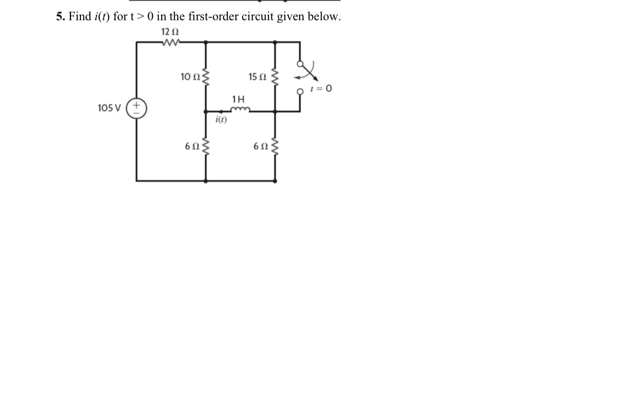 Solved Find i(t) ﻿for t>0 ﻿in the first-order circuit given | Chegg.com