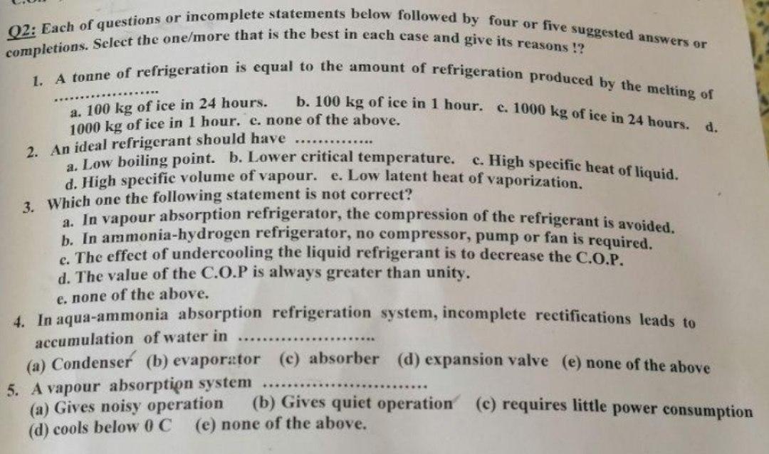 Solved 02: Each of questions or incomplete statements below | Chegg.com