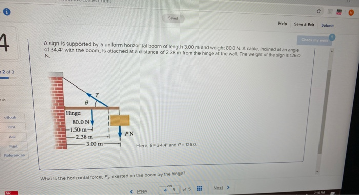 Solved Saved Help Save & Exit Submit Check my work A sign is | Chegg.com