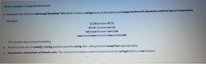 Solved Write a complete C program which must: • Implement | Chegg.com