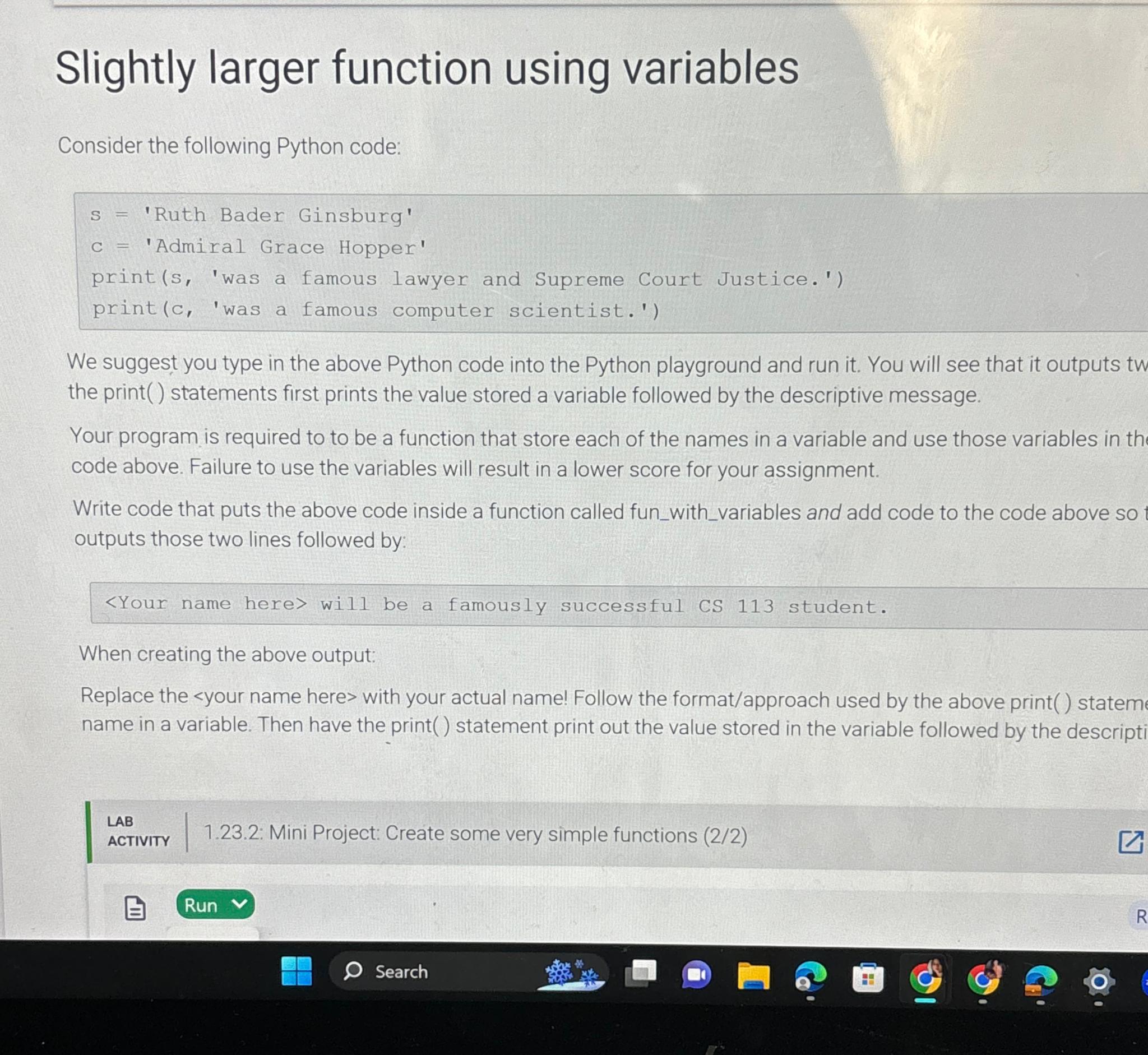 Solved Slightly larger function using variablesConsider the | Chegg.com