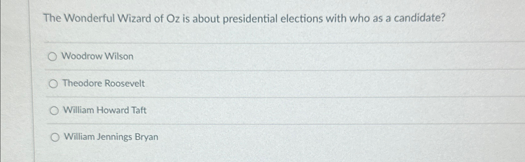 Solved The Wonderful Wizard of Oz ﻿is about presidential | Chegg.com