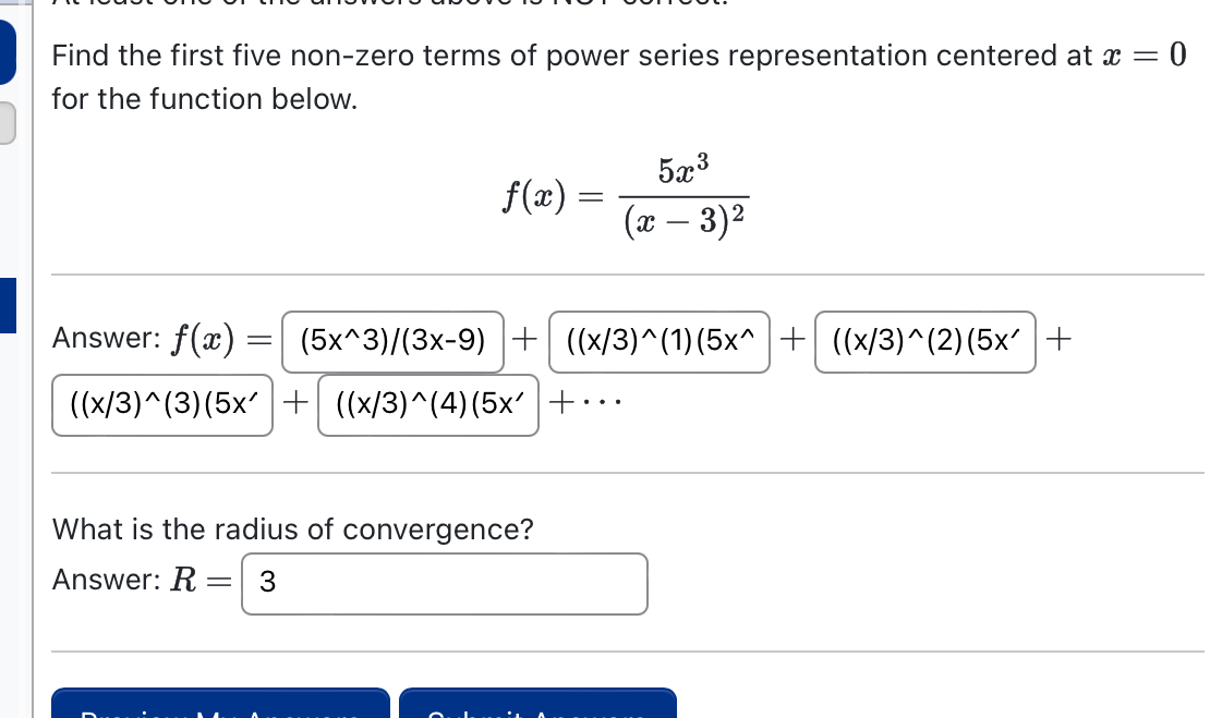 Solved Find the first five non-zero terms of power series | Chegg.com